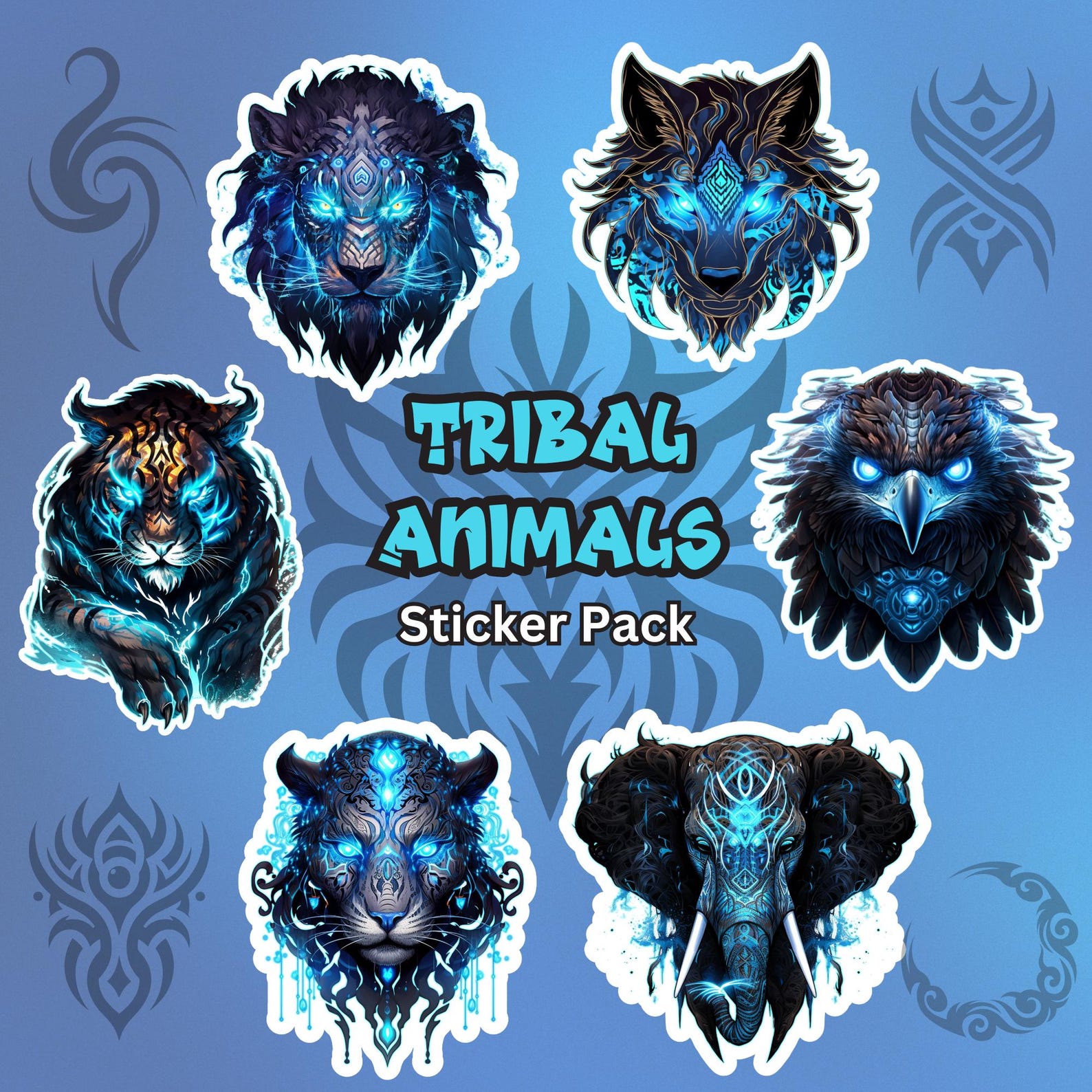 Animal Stickers, Tribal Decals, Tribal Tattoo Stickers, Wolf, Elephant ...