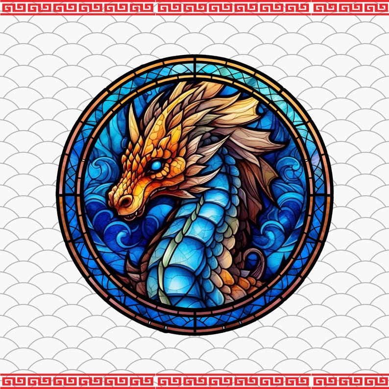 Stained Glass Dragon Sticker Pack - Set of 6 Vinyl Laminated Stickers ...