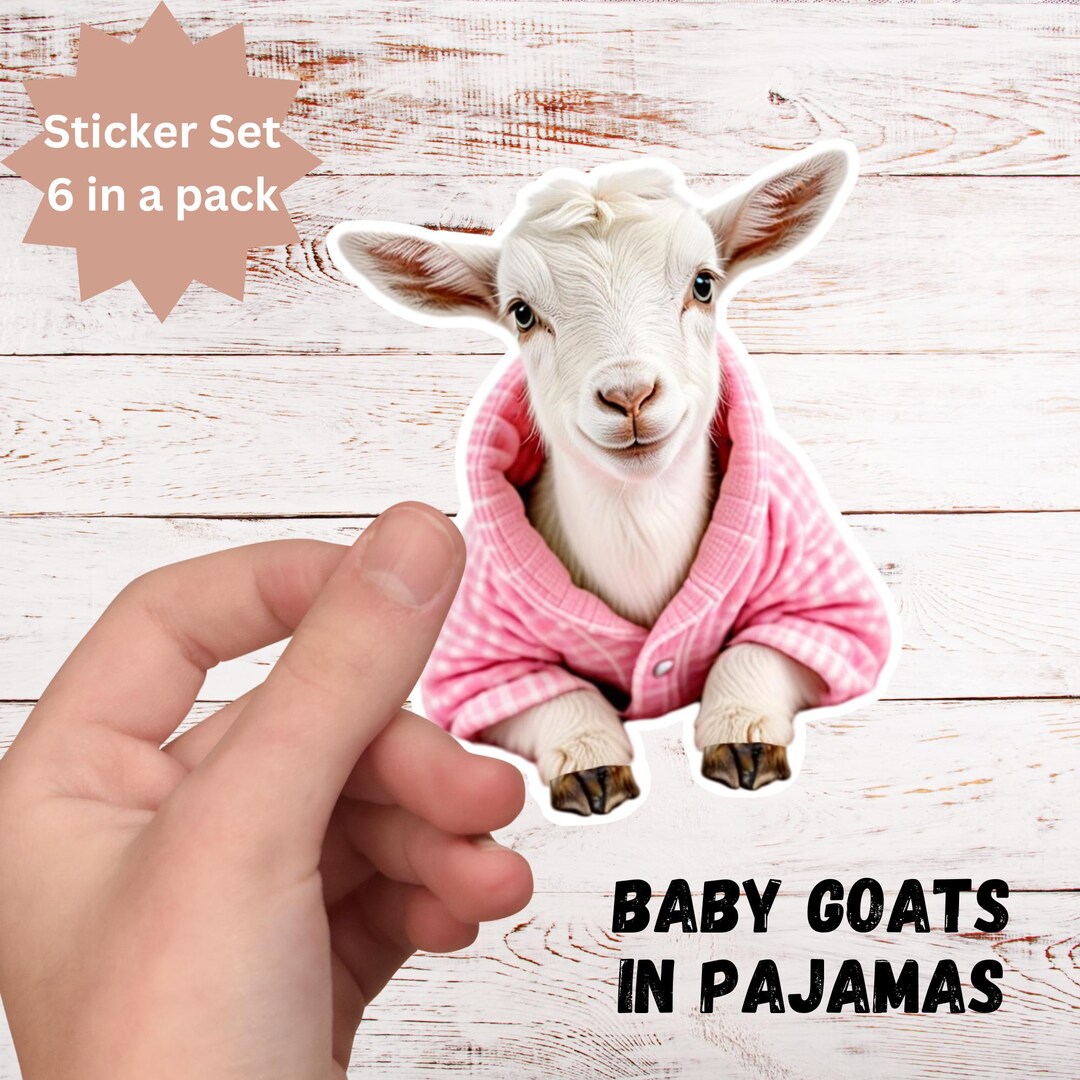 Adorable Baby Goats in Pajamas Vinyl Stickers Set of 6 - Laminated ...