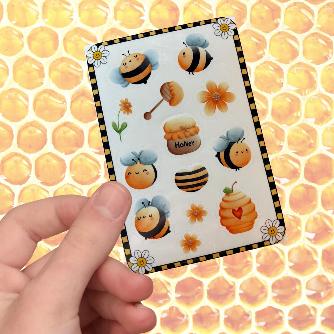 Kawaii Bee Sticker Sheet: Laminated Vinyl Decals - Etsy