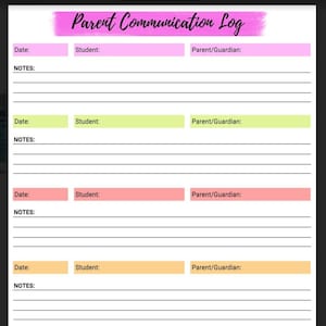 Parent Communication Log - Etsy