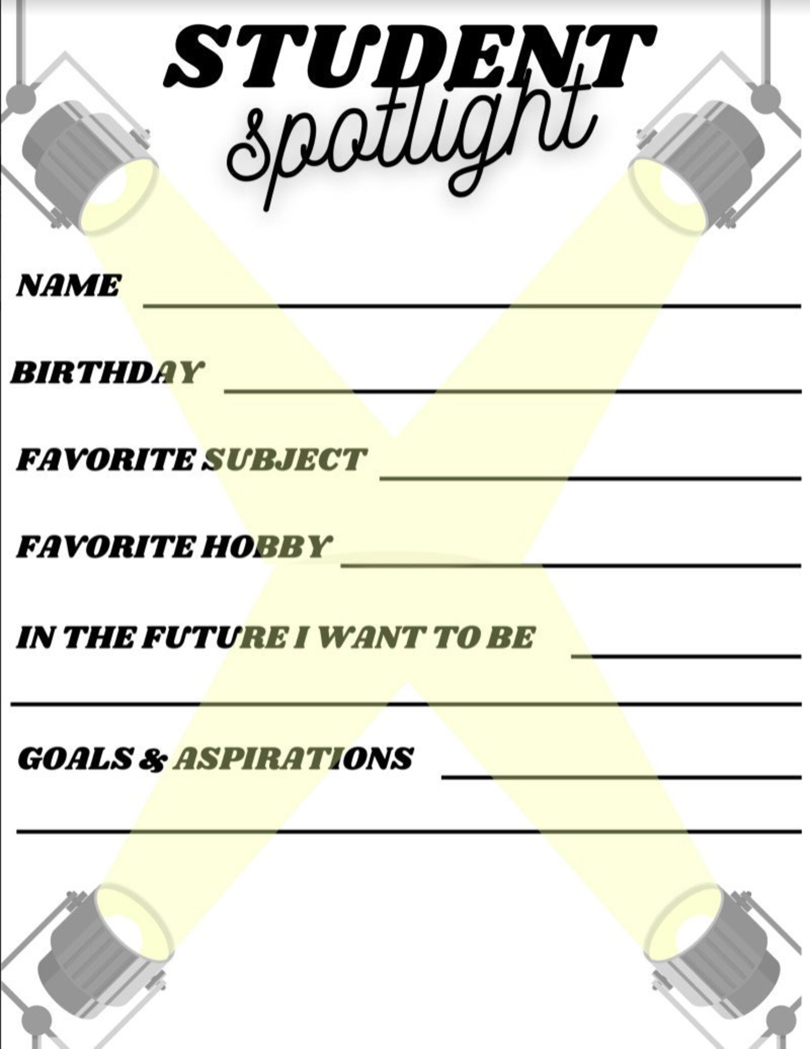 STUDENT SPOTLIGHT Questionnaire - Etsy