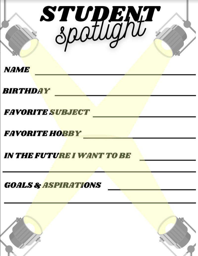 STUDENT SPOTLIGHT Questionnaire - Etsy