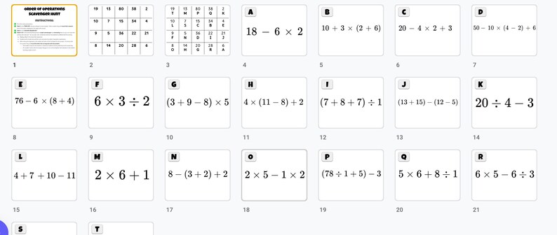 Order of Operations Scavenger Hunt Activity - Etsy