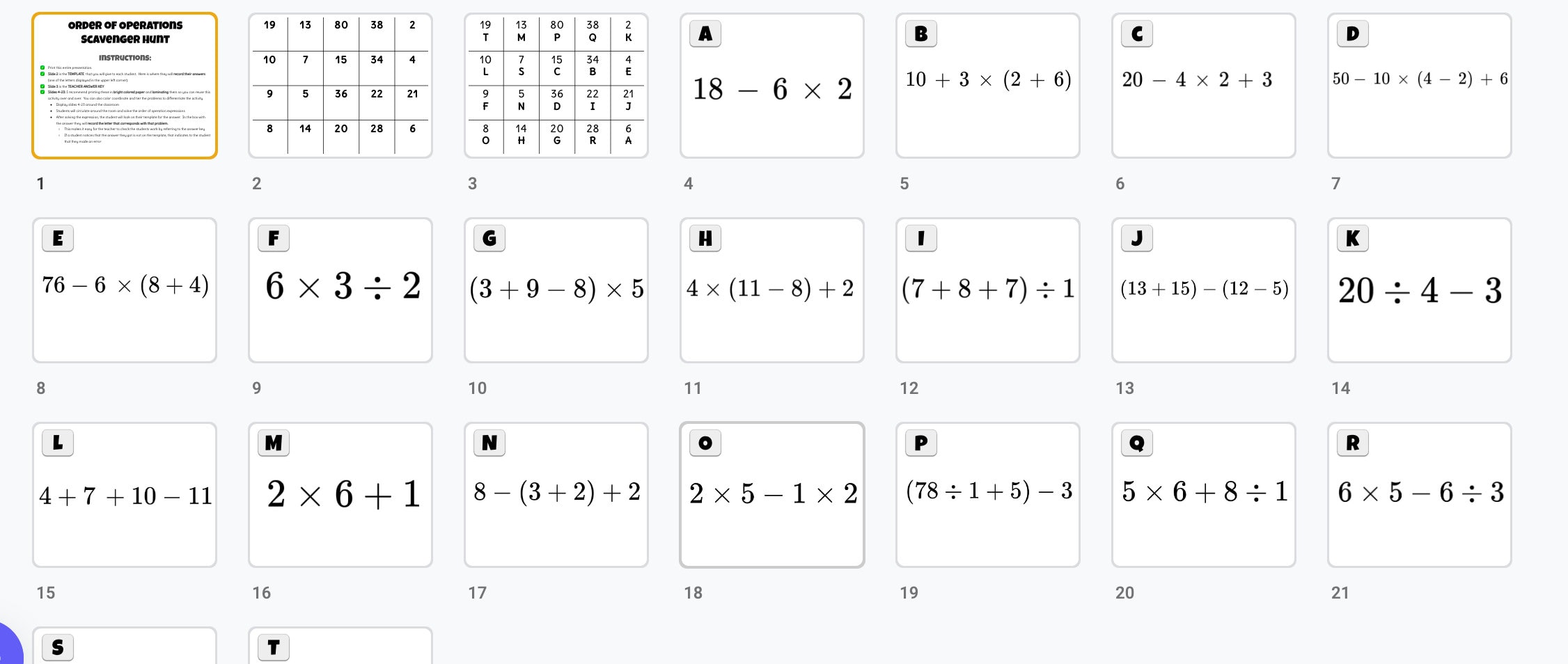 Order of Operations Scavenger Hunt Activity - Etsy