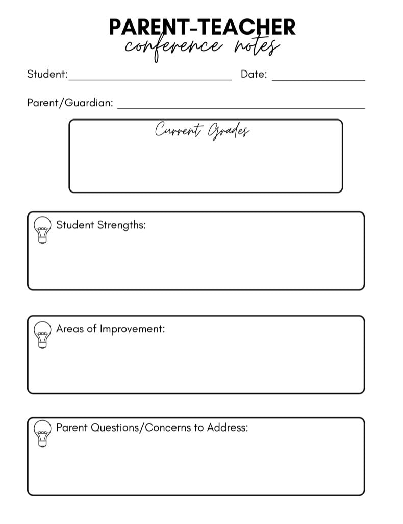 Parent-teacher Conference Notes - Etsy