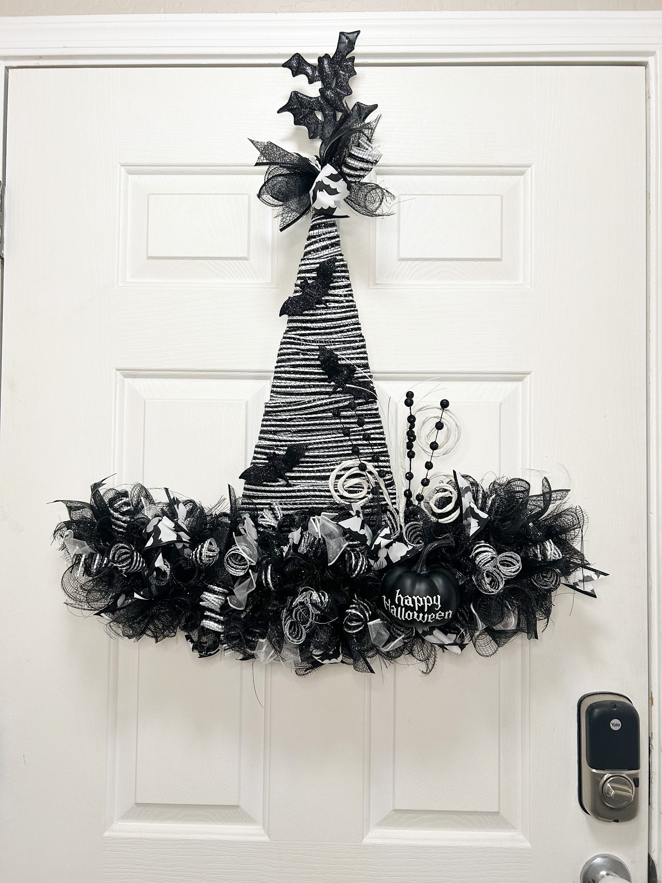 Witch Hat Wreath, Halloween Wreath, Halloween Wreath for Front Door ...