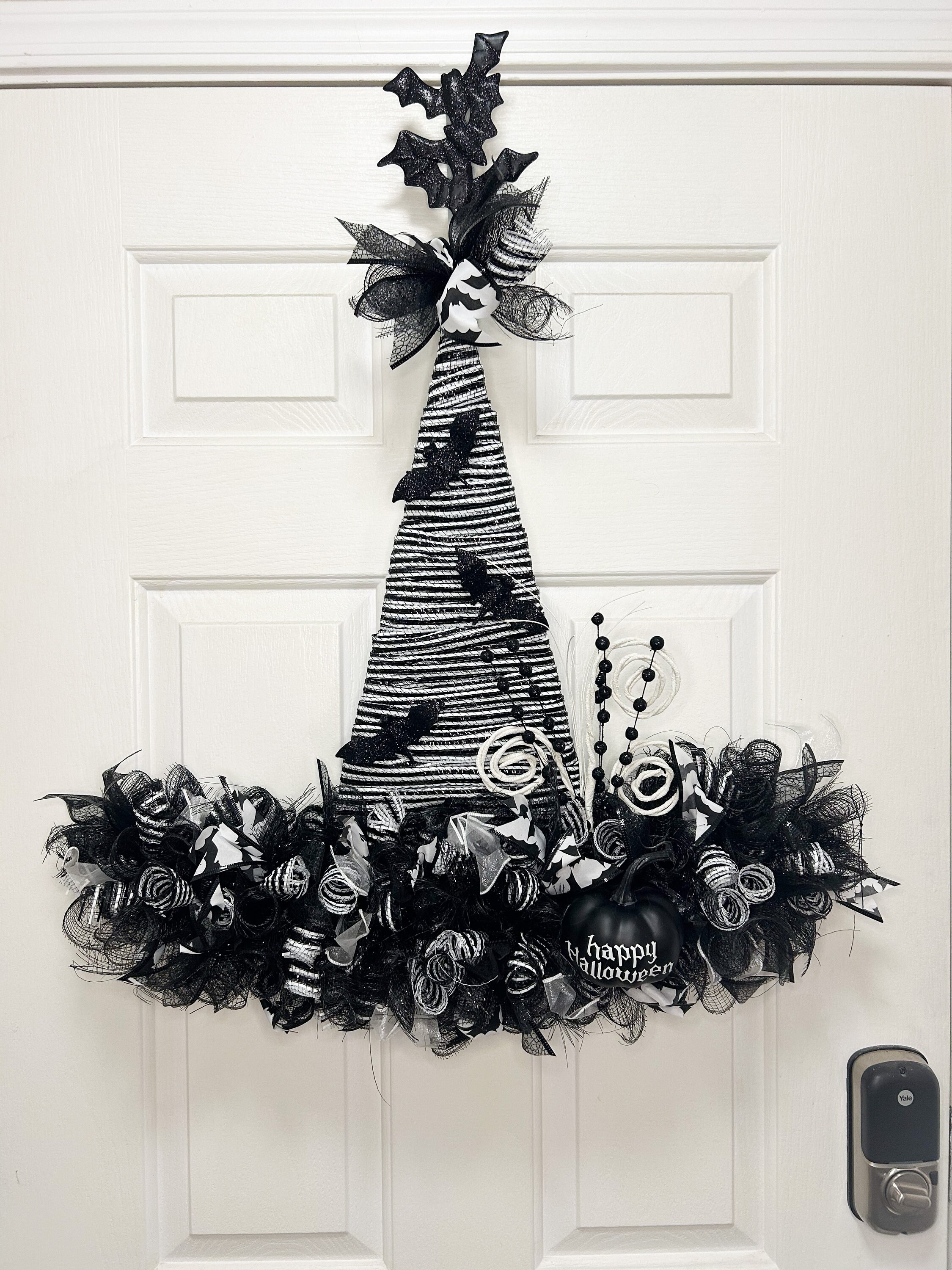 Witch Hat Wreath, Halloween Wreath, Halloween Wreath for Front Door ...