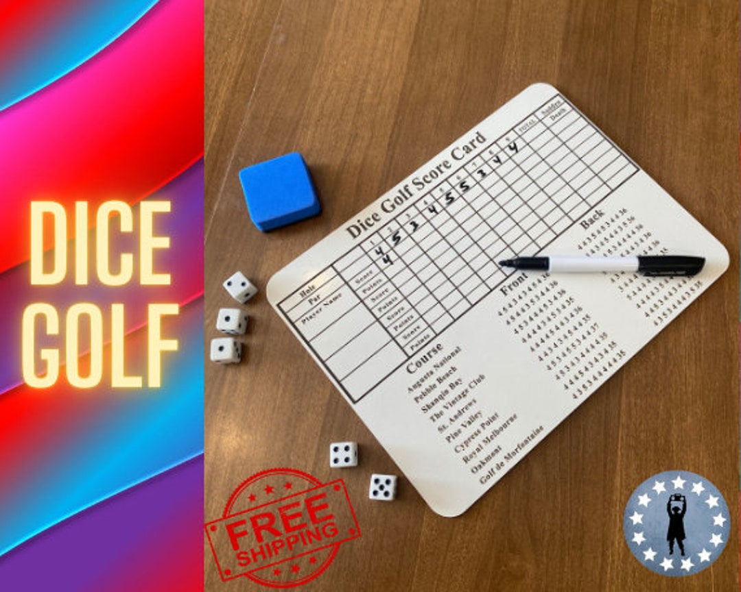 Dice Golf Score Card Family Fun Night Wooden Board Travel Game Adults ...