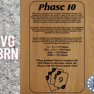Phase 10 Score Board Card Game SVG, LBRN Digital File - Etsy