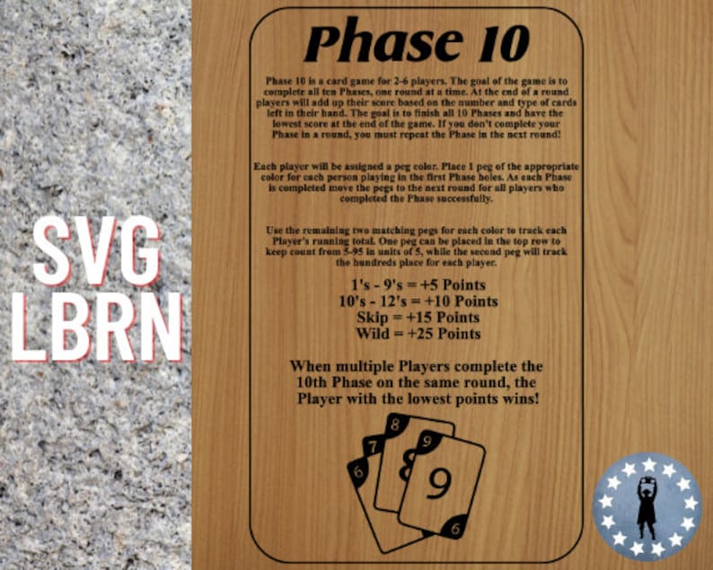 Phase 10 Score Board Card Game SVG, LBRN Digital File - Etsy