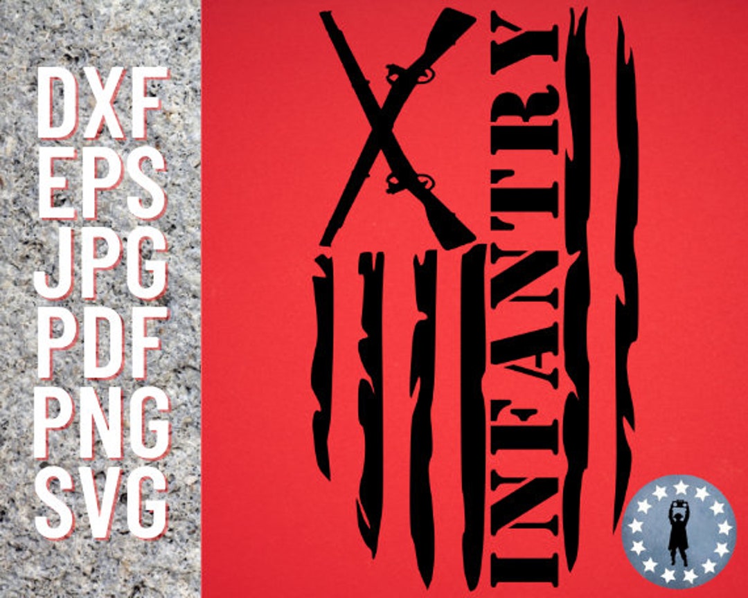 US Army Infantry Tattered Flag Crossed Rifles Digital File SVG, Dxf ...