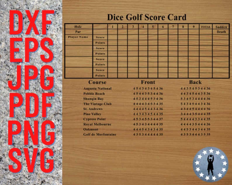 Dice Golf Board Game Digital File Print Laser SVG Dxf Eps Jpg Pdf Png ...