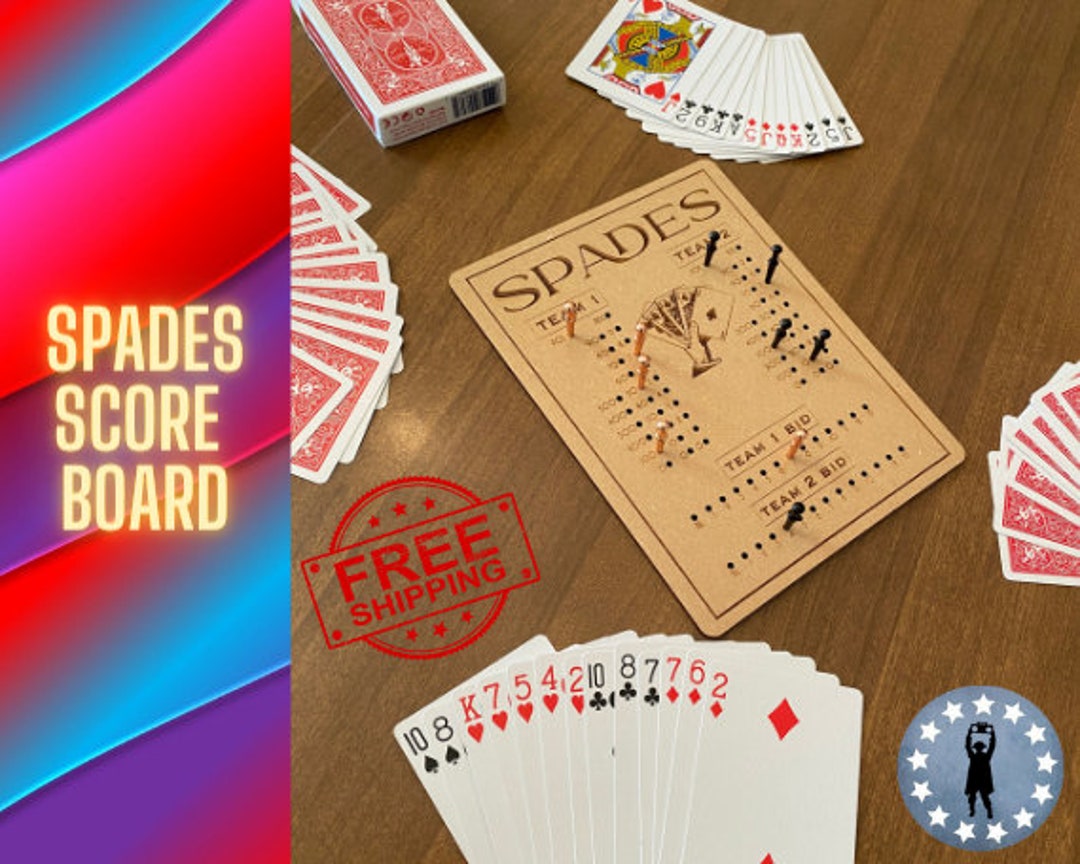 Spades Score Board Card Game Family Fun Night Wooden Travel Game for ...