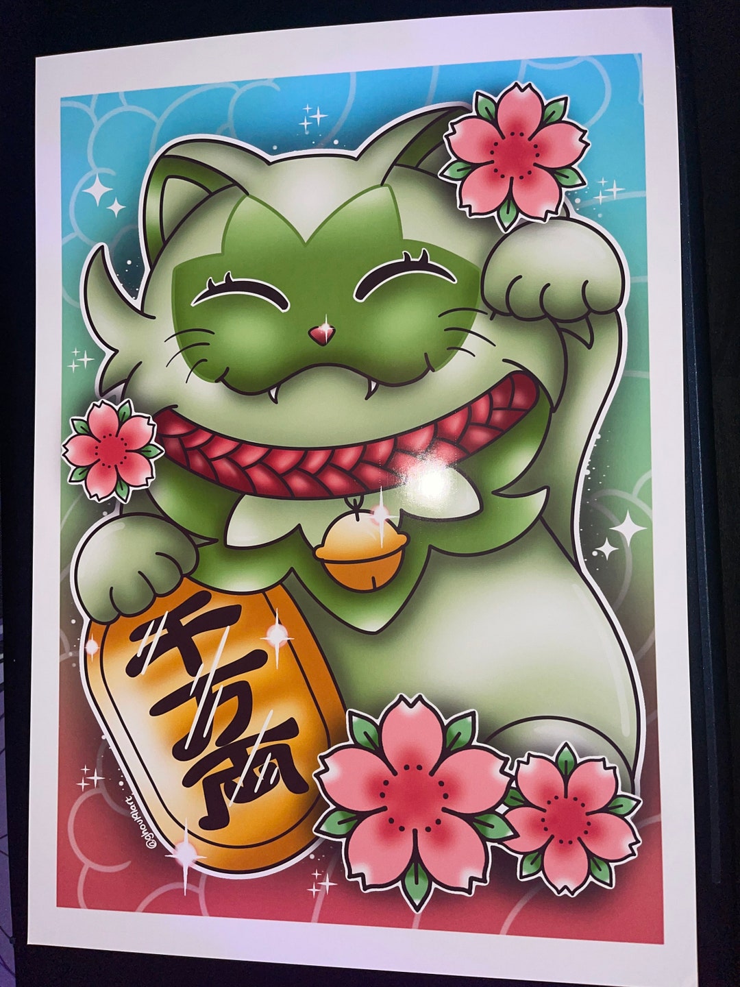 Sprigatito Lucky Cat A4 Print - Etsy