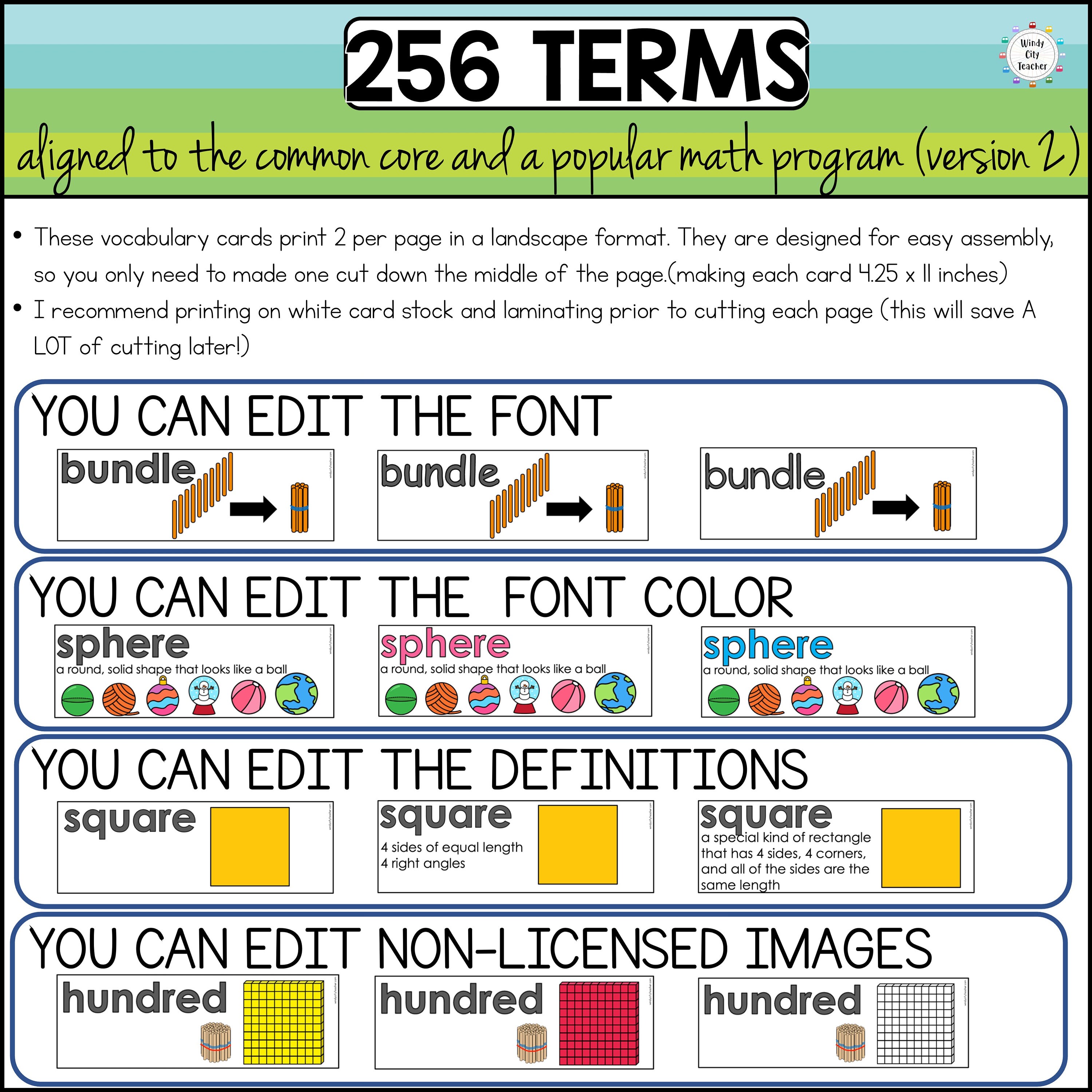Math Word Wall 2nd Grade - Editable - 232 Terms - Etsy