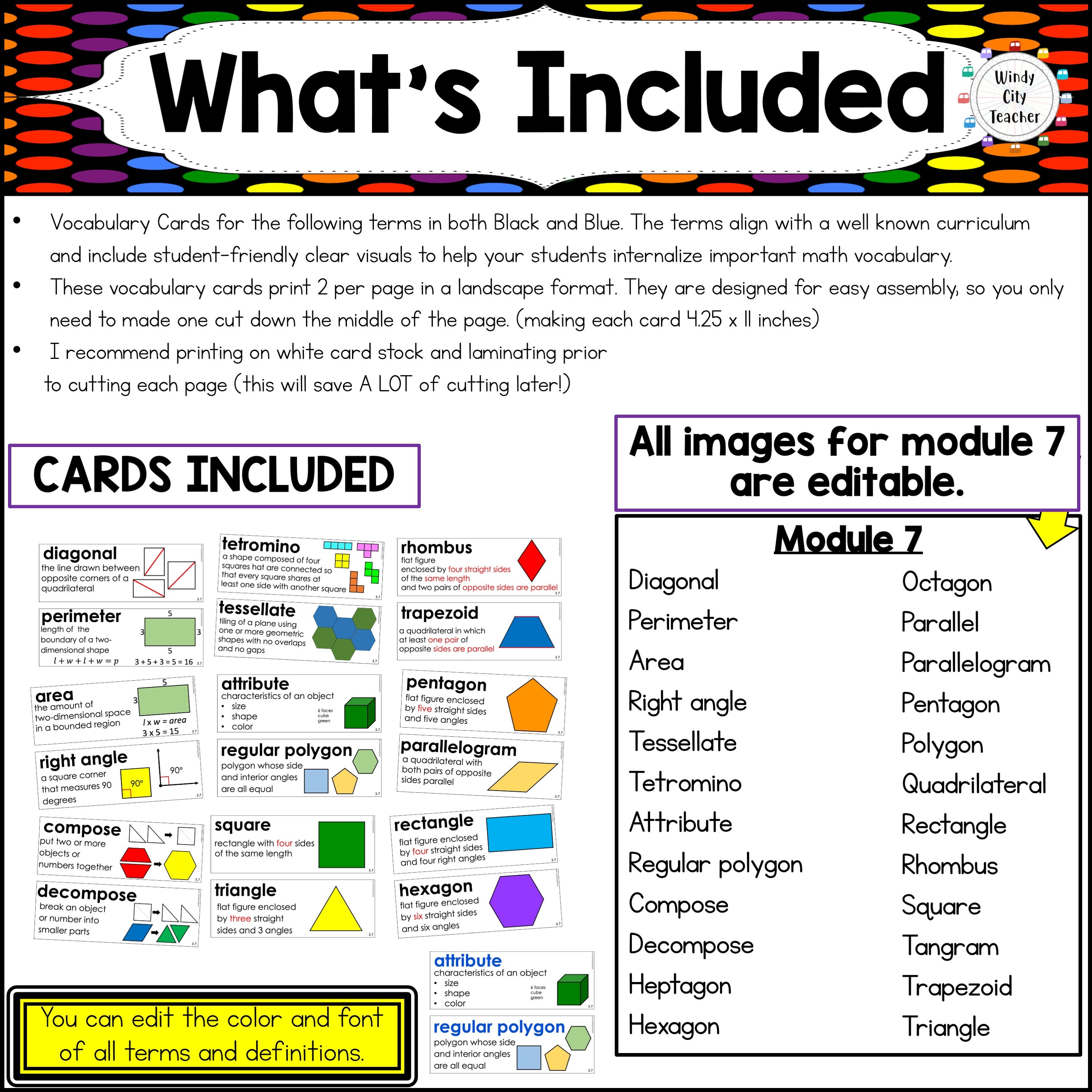 Engage NY 3rd Grade Math Vocabulary Word Wall BUNDLE Modules 1-7 - Etsy