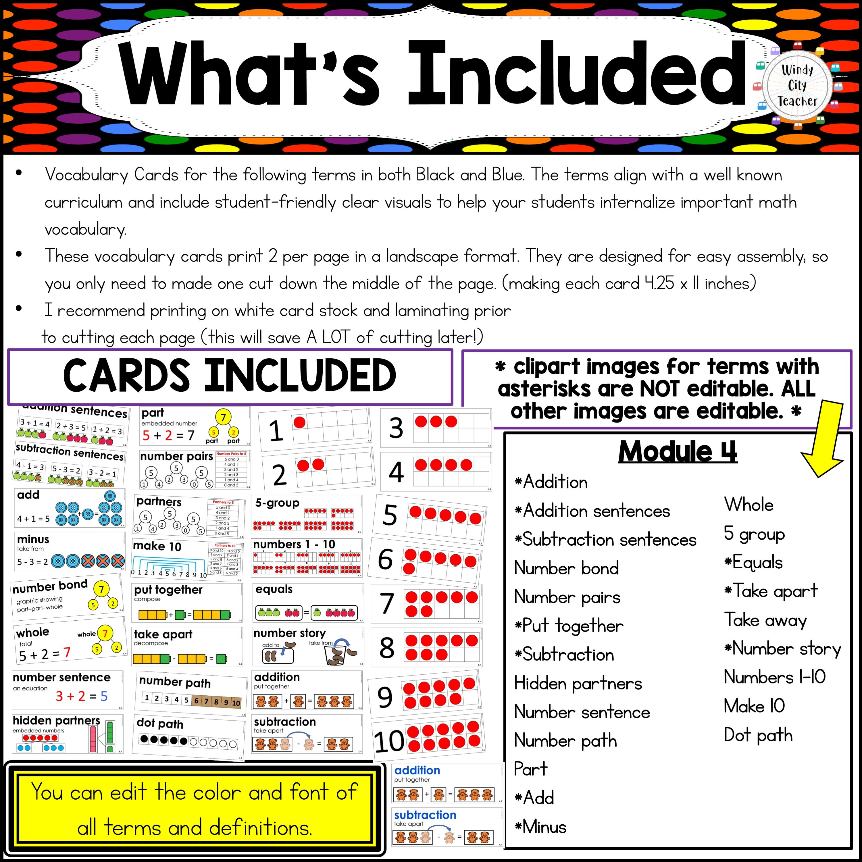 Engage NY Kindergarten Math Vocabulary Word Wall - BUNDLE - Modules 1-6 ...