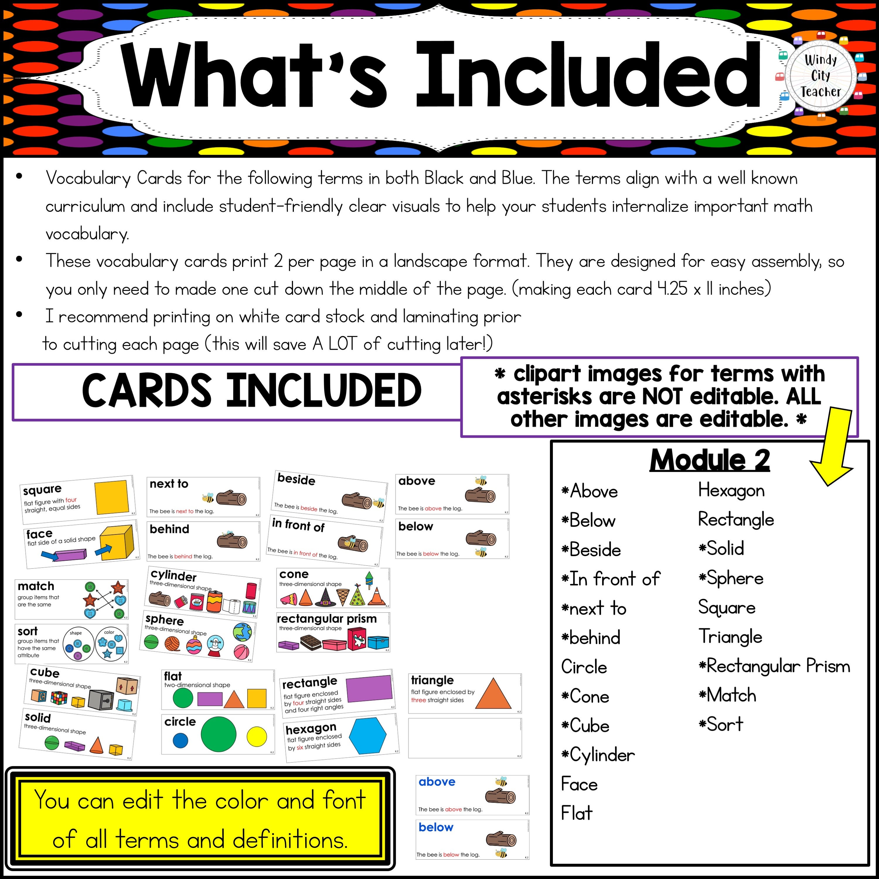 Engage NY Kindergarten Math Vocabulary Word Wall - BUNDLE - Modules 1-6 ...