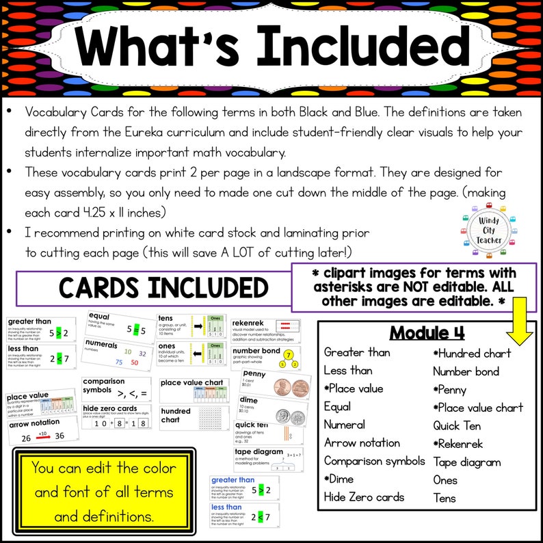 Engage NY 1st Grade Math Vocabulary Word Wall BUNDLE - Modules 1-6 - Etsy