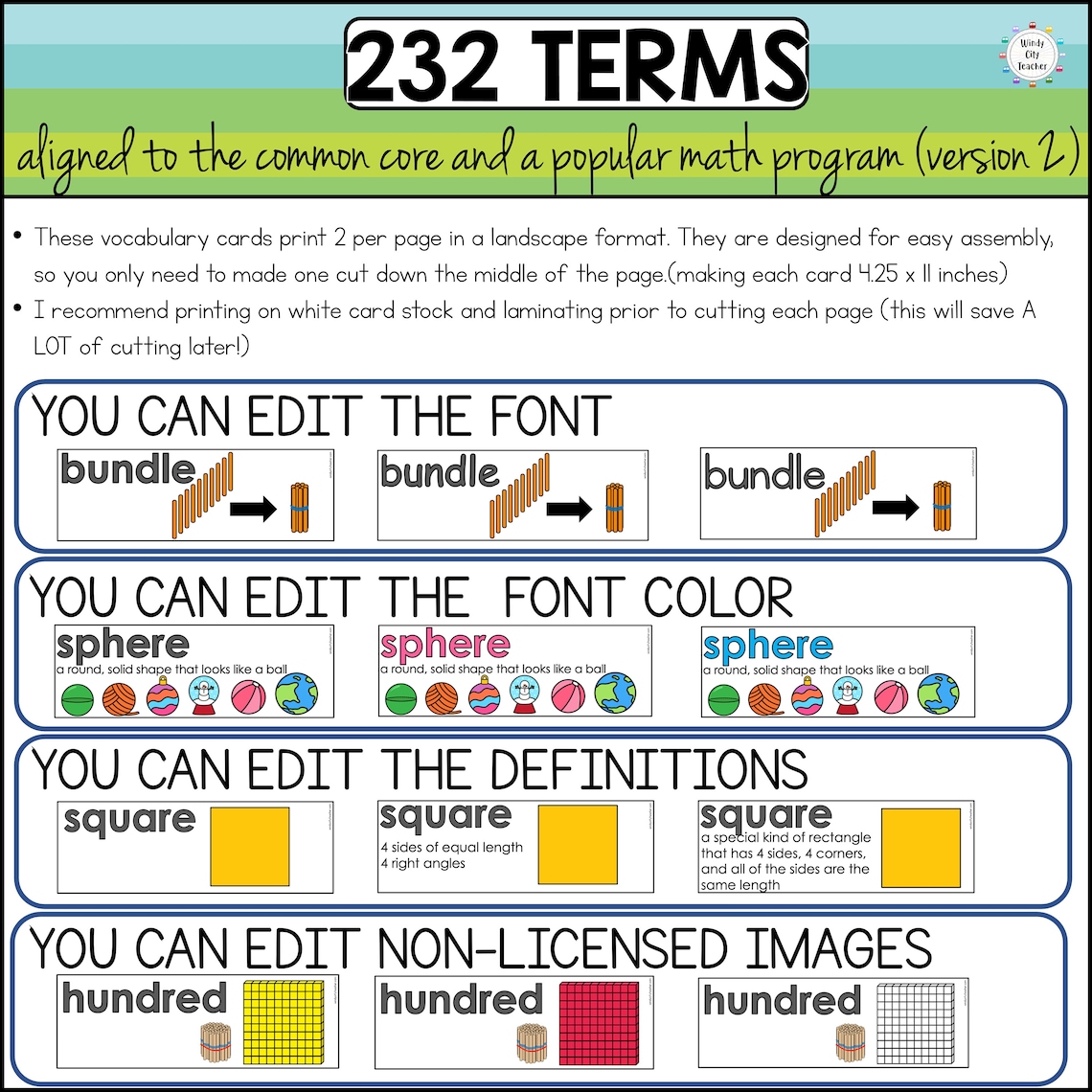 Math Word Wall 1st Grade - Editable - 232 Terms - Etsy