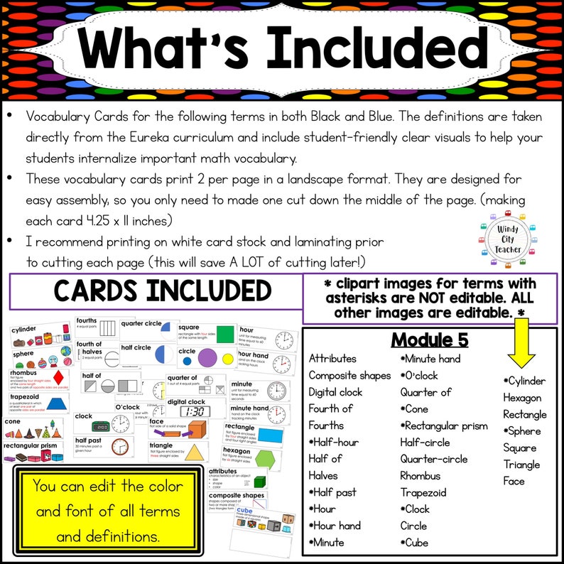 Engage NY 1st Grade Math Vocabulary Word Wall BUNDLE - Modules 1-6 - Etsy