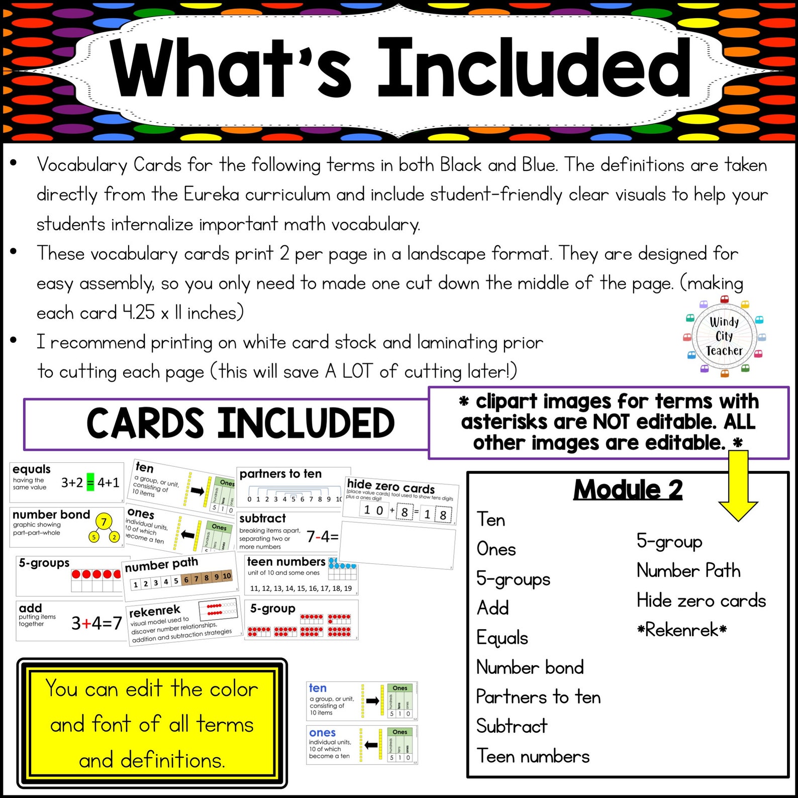 Engage NY 1st Grade Math Vocabulary Word Wall BUNDLE Modules 1-6 - Etsy