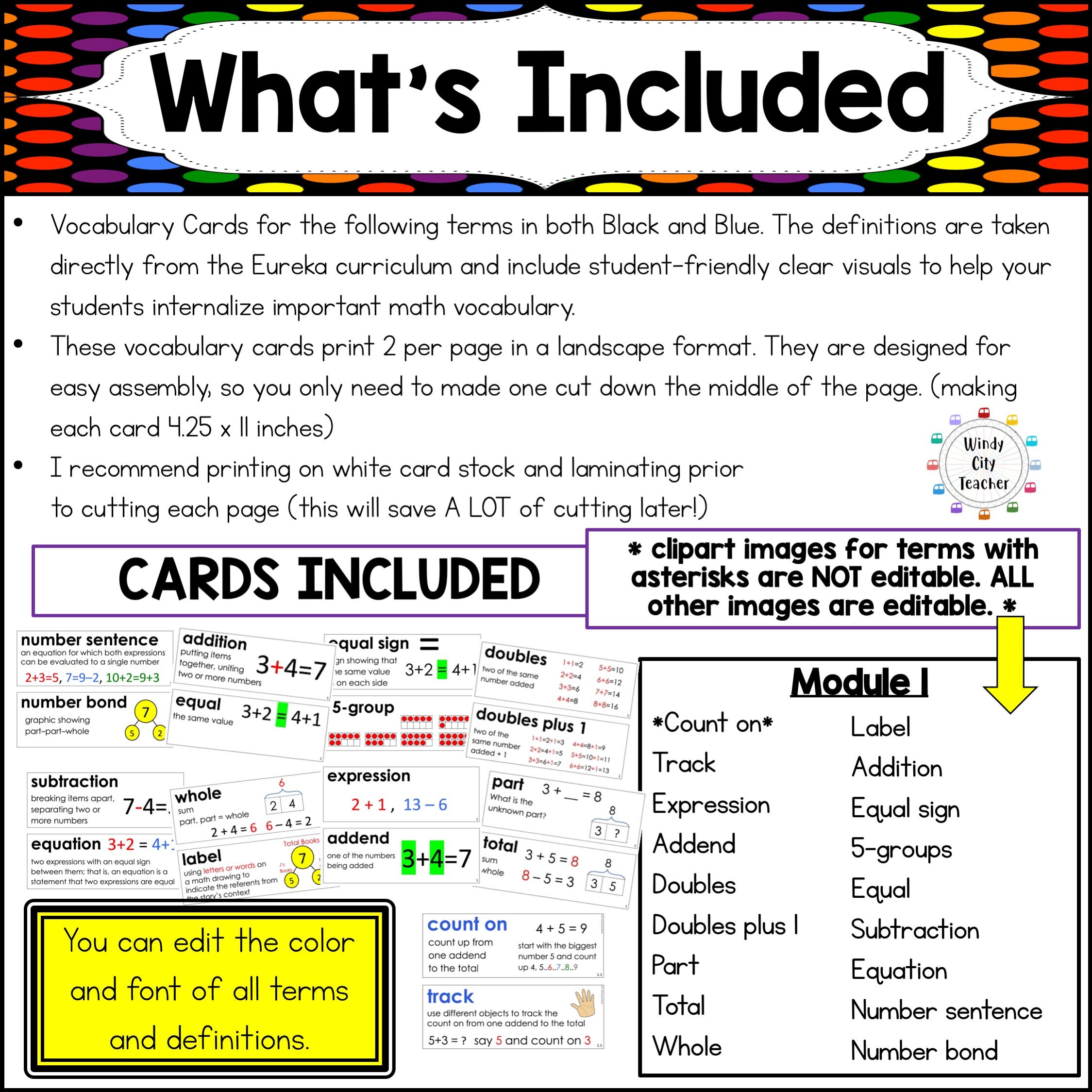 Engage NY 1st Grade Math Vocabulary Word Wall BUNDLE - Modules 1-6 - Etsy