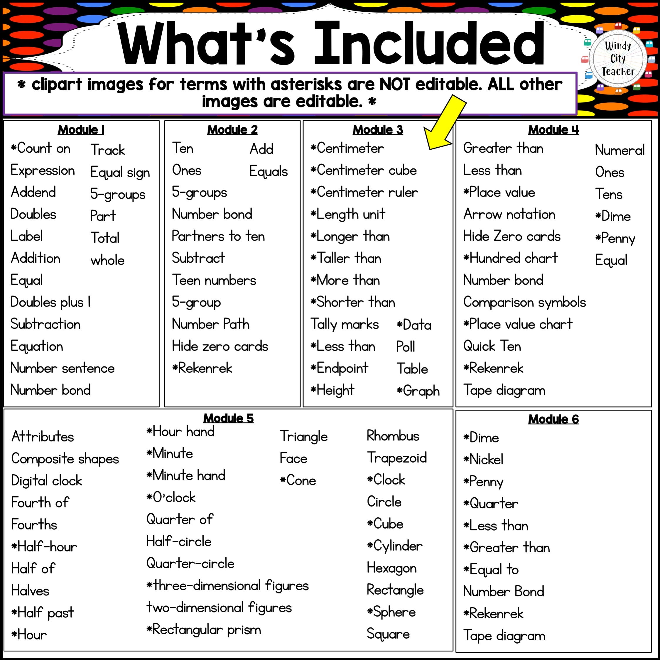 Engage NY 1st Grade Math Vocabulary Word Wall BUNDLE - Modules 1-6 - Etsy