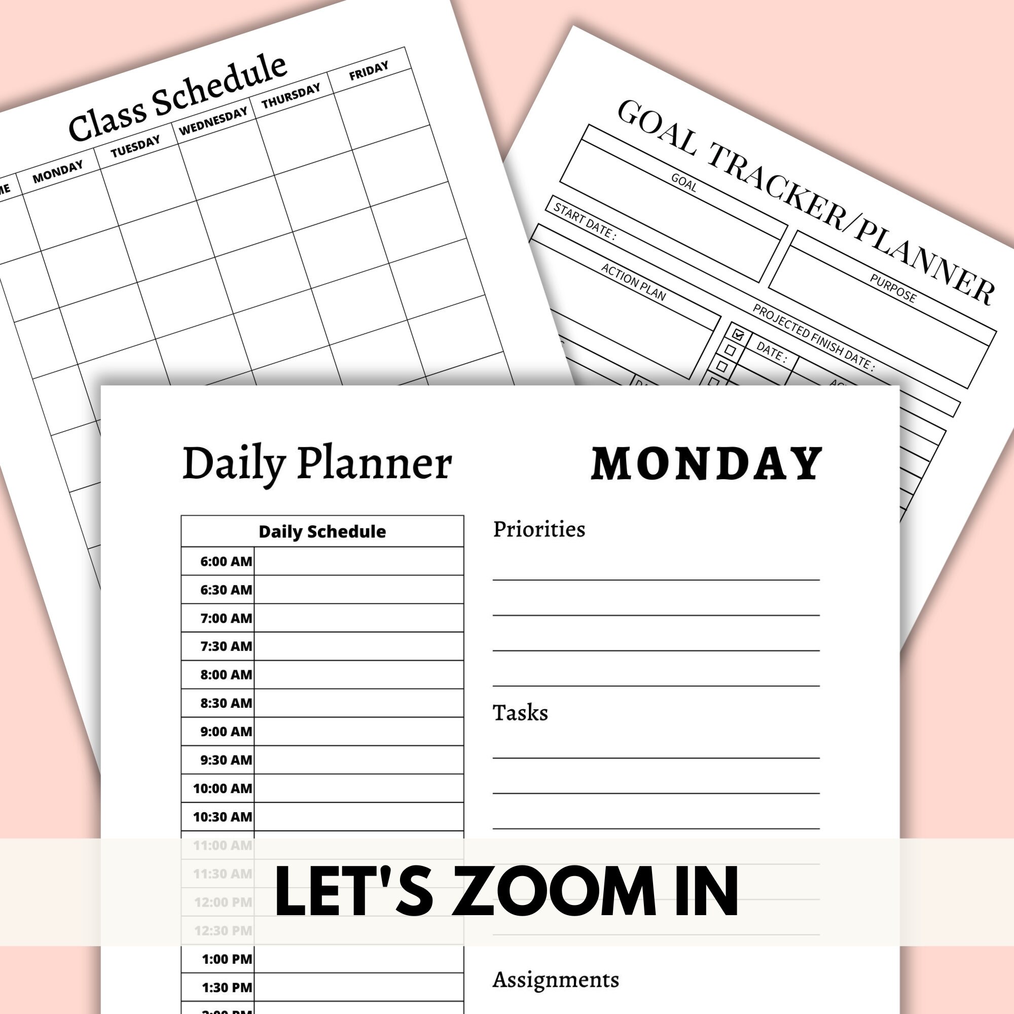 Student/college Daily Planner, Personal Daily Planner, Productivity ...