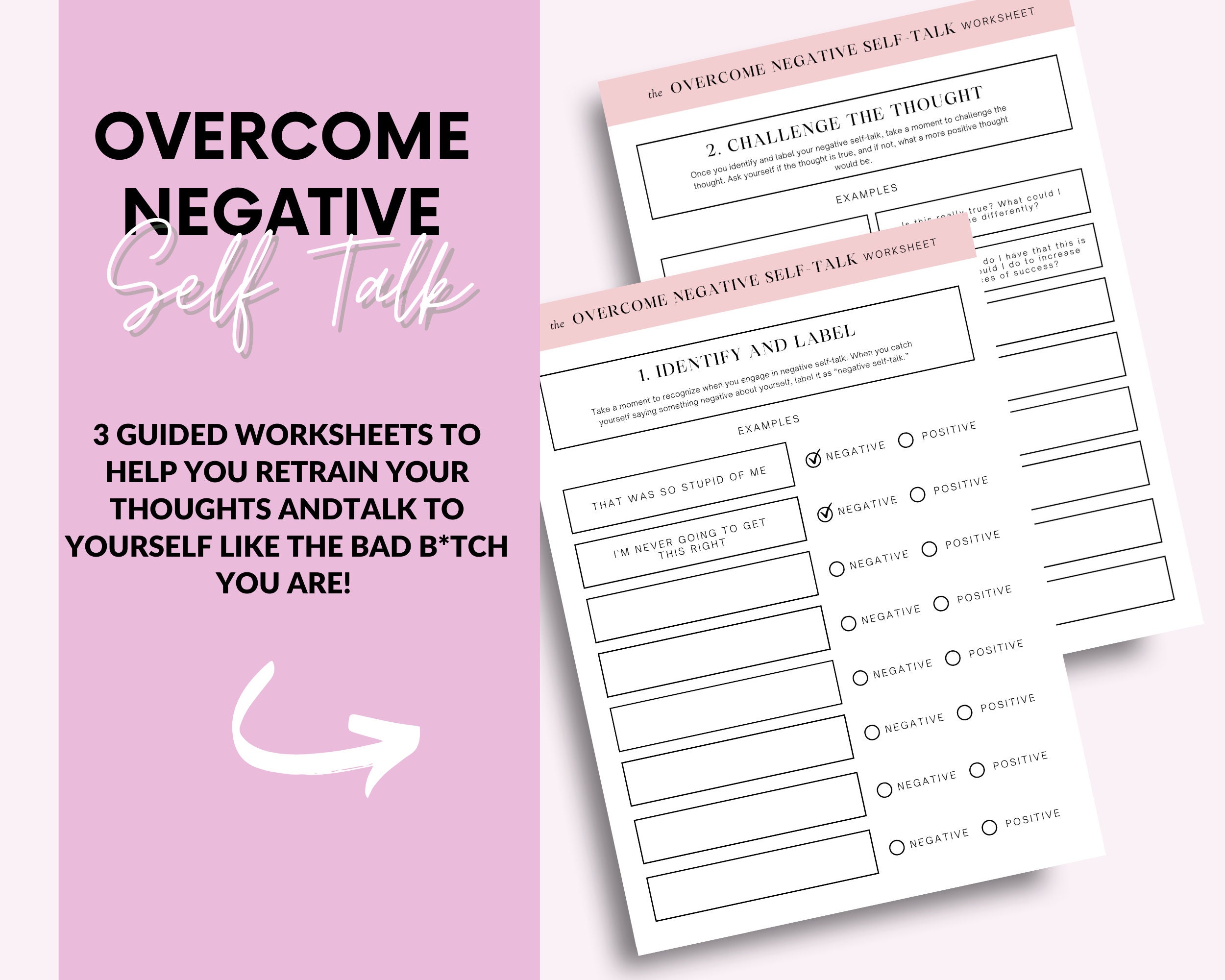 Overcome Negative Self Talk Printable Worksheet - Etsy