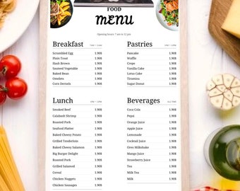 Single Page Restaurant Menu 1 Digital Signage Powerpoint - Etsy