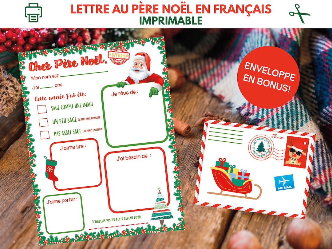 Letter to Santa Claus, French Father Christmas Letter, Printable, Gift ...