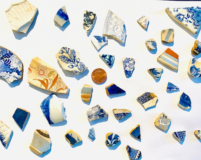 Thames Blue and White Pottery Shards Victorian Great for Mosaic Crafts ...