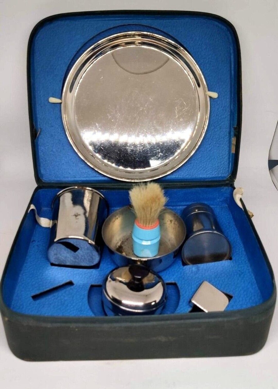 Rare Men's Leather Travel Shaving Set. - Etsy