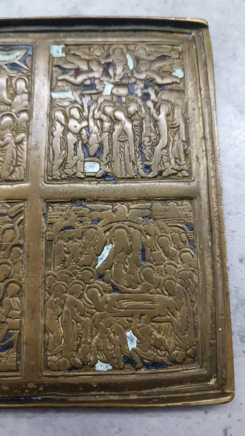 Part of an Ancient Bronze Icon, a Triptych (god's Holidays). - Etsy