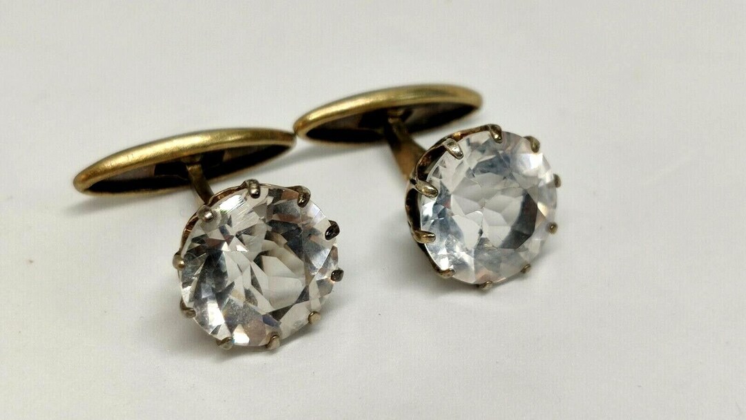 Rare 1960s Genuine Rhinestone !! Russian Soviet Cufflinks SILVER 875 ...
