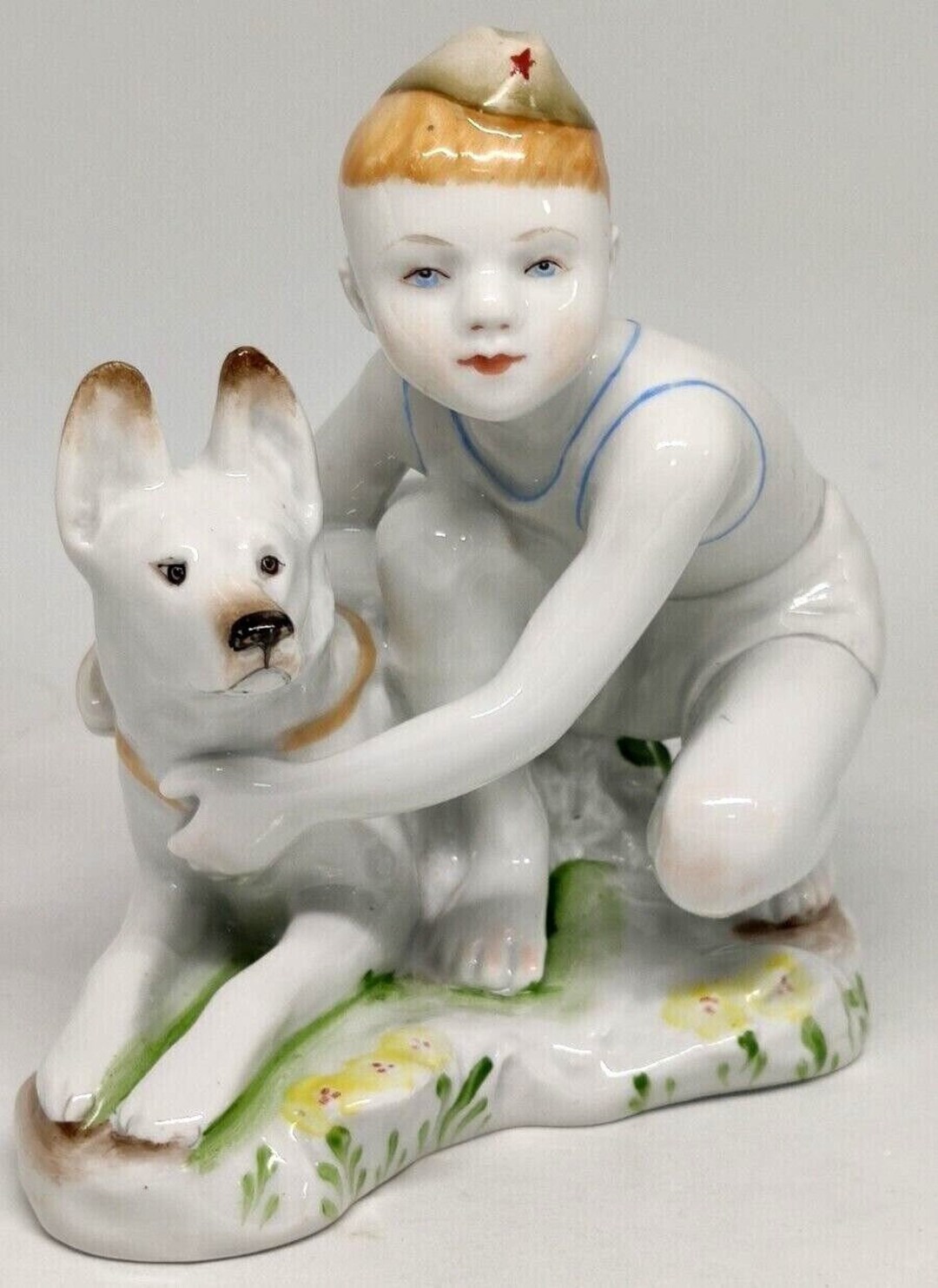 Porcelain Figurine LFZ boy With a Dog Young Border Guard Russian ...