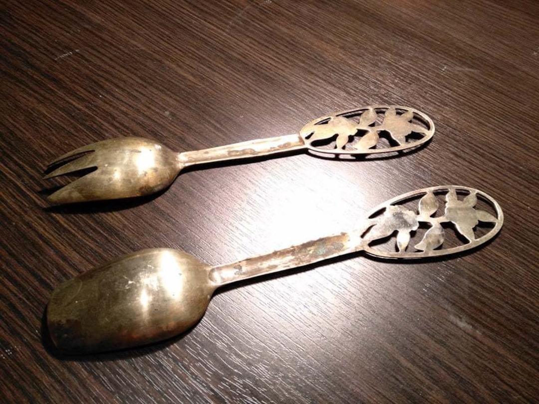 An Ancient Antique Ancient Brass Spoon and Fork. - Etsy