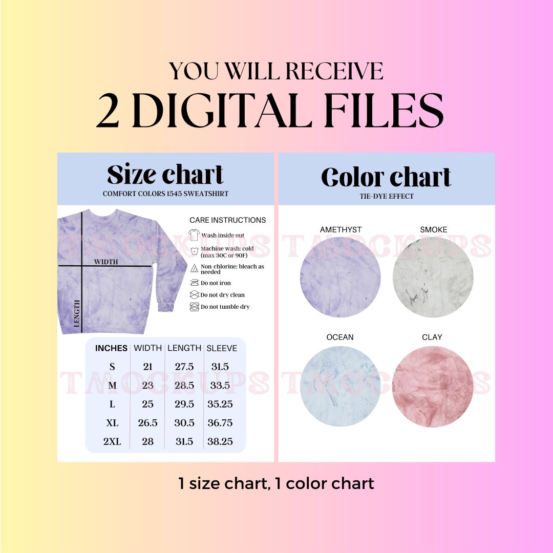 Comfort Colors Size Chart Comfort Colors 1545 Color Blast - Etsy