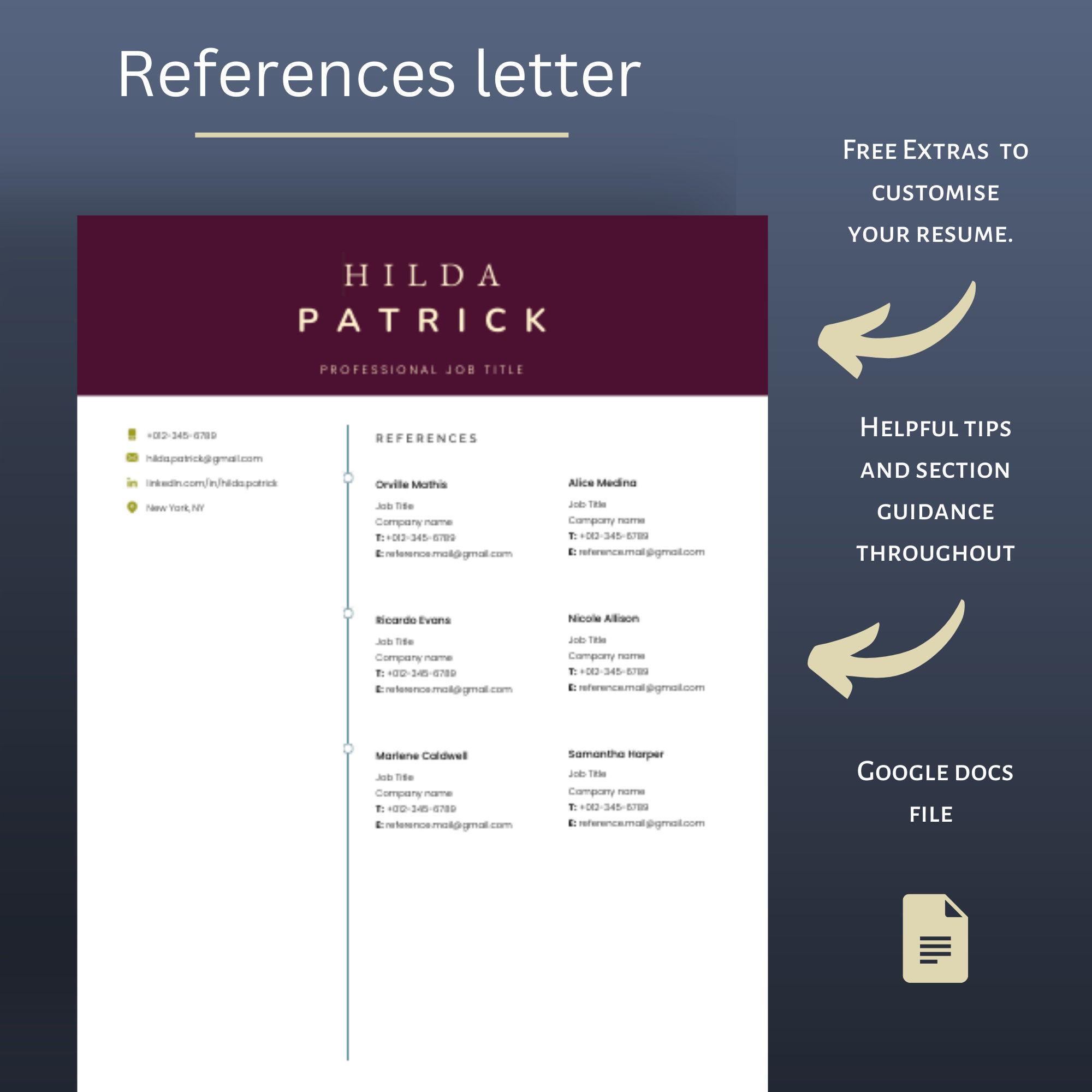 Cover Letter and References Template for Resume Template - Etsy