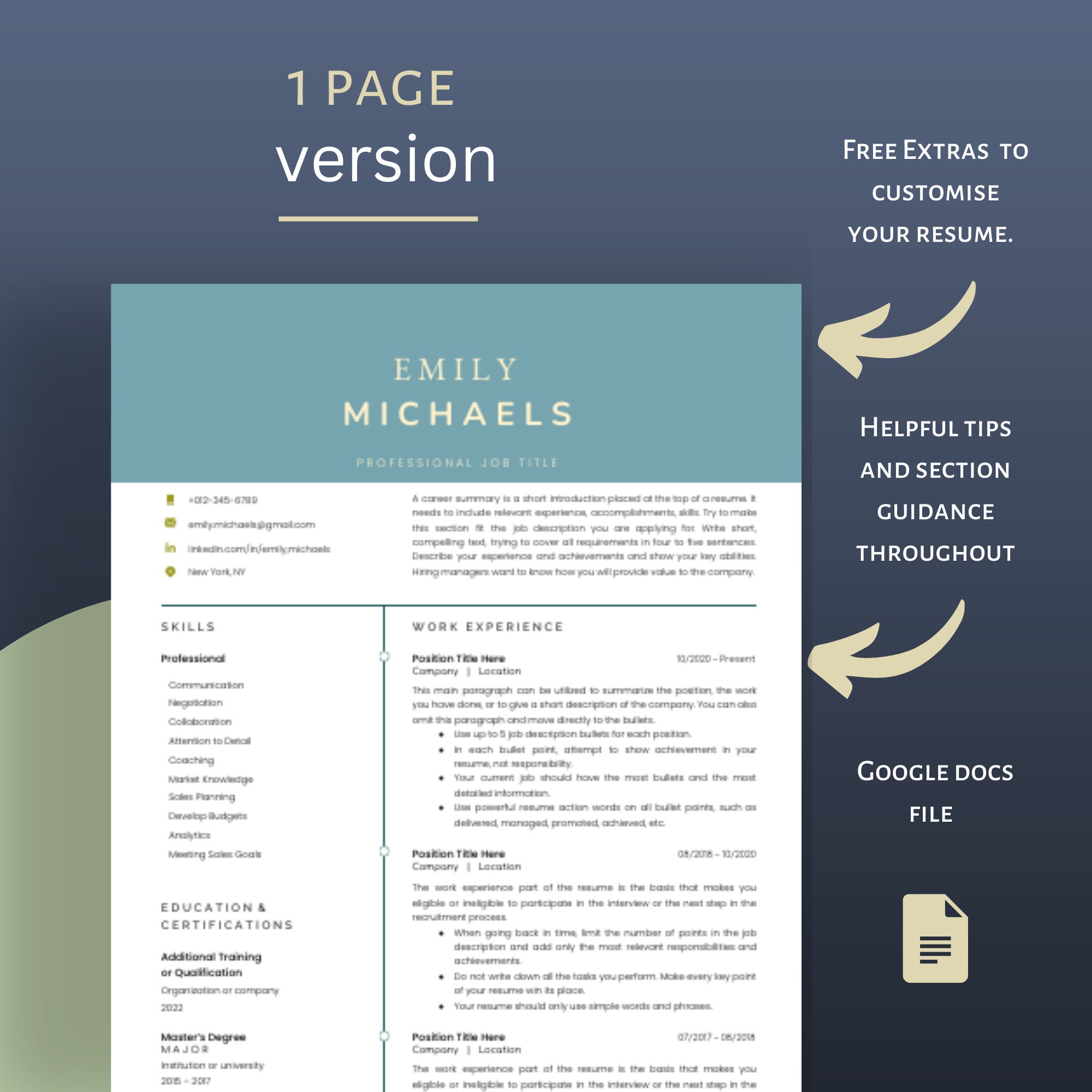 CV Template 2023 Resume Template Modern CV Design for Google Docs With ...