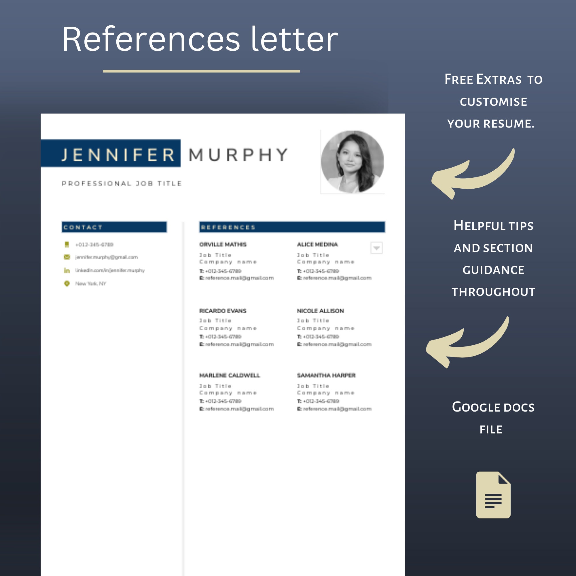 Cover Letter and References Template for Resume Template - Etsy