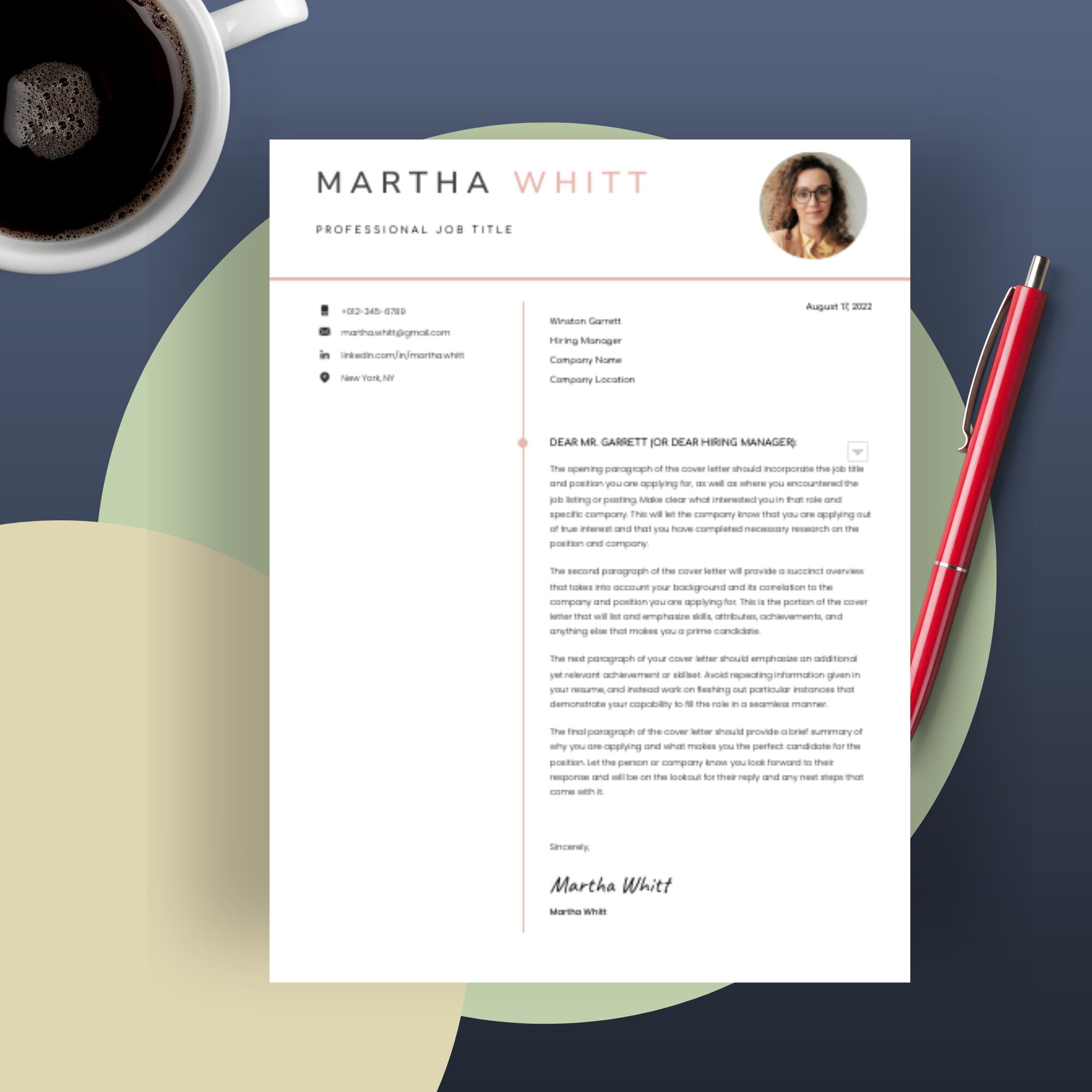 Cover Letter and References Template for Resume Template, Editable ...
