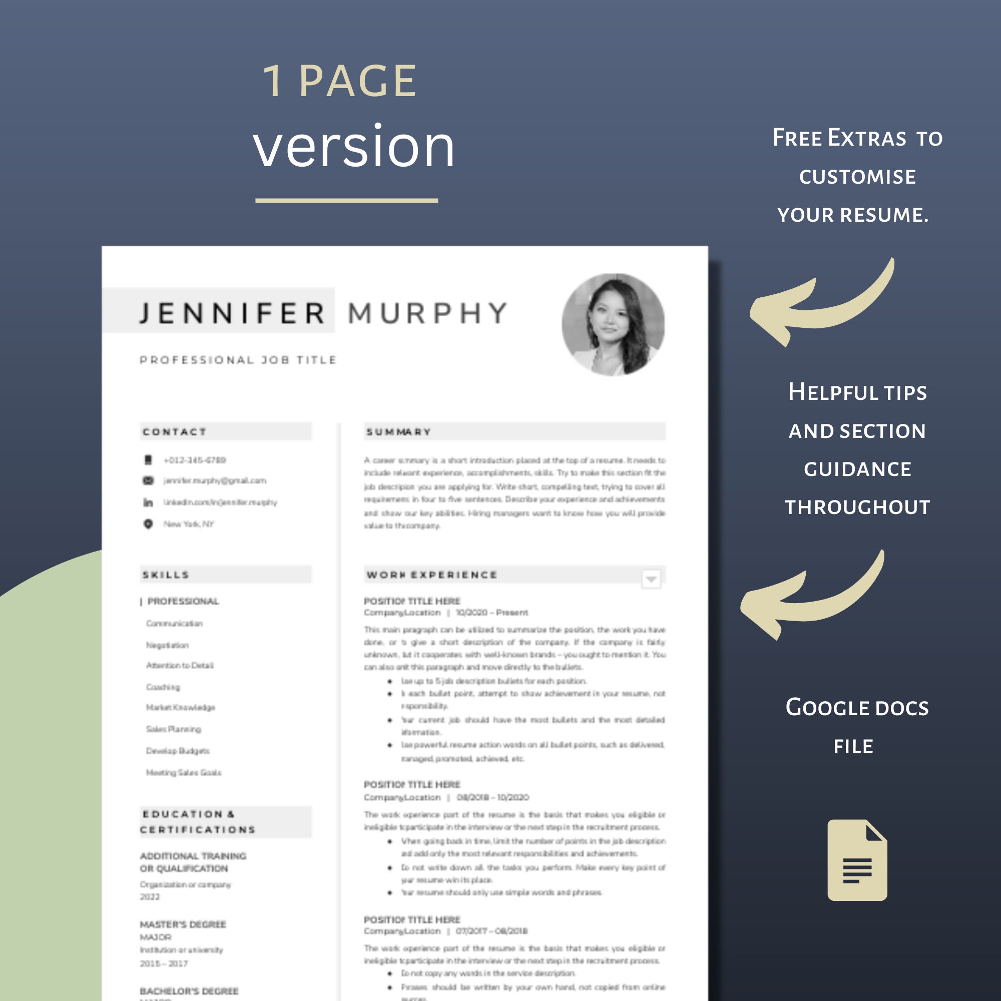 Resume Template With Photo CV Template With Photo Professional Resume ...