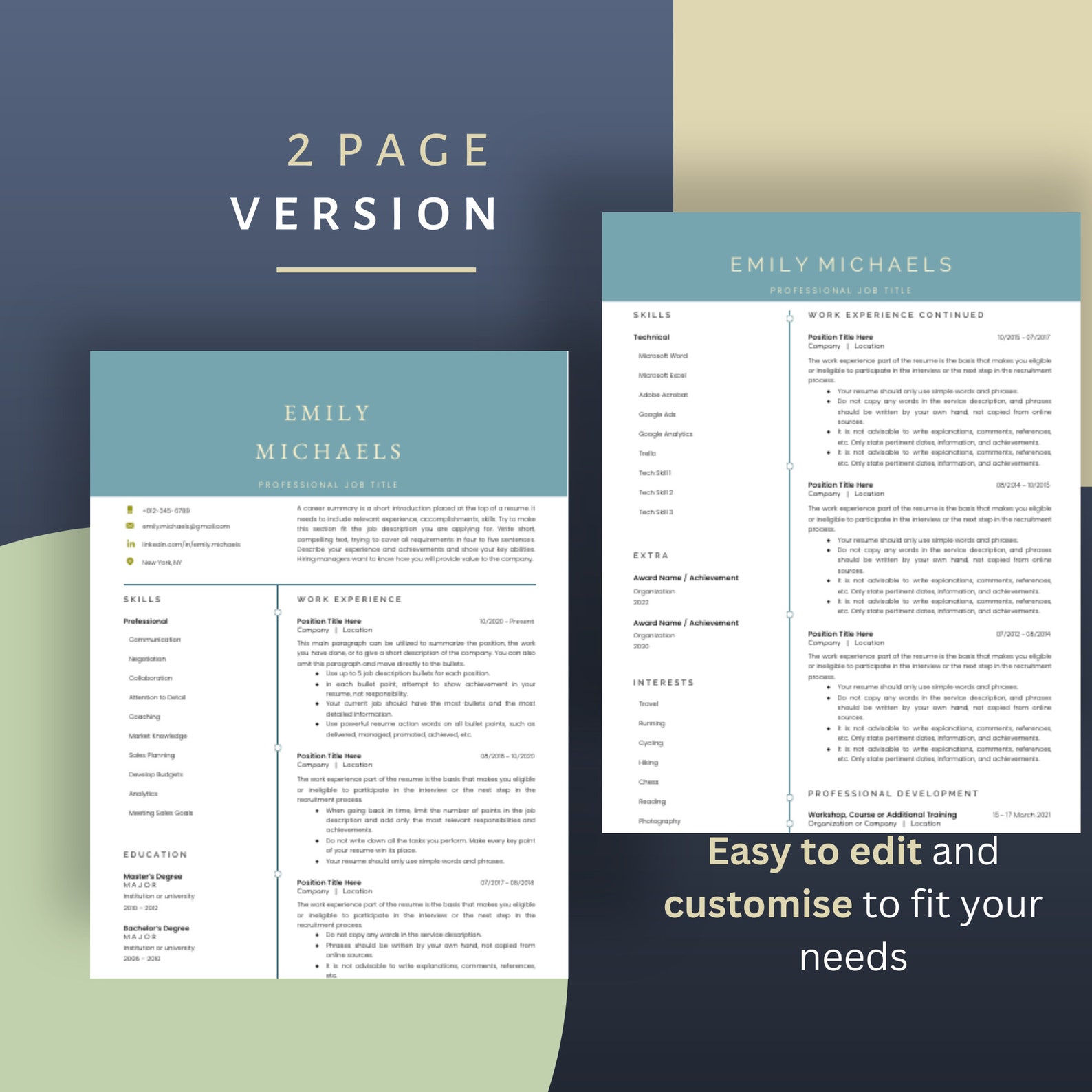CV Template 2023 | Resume Template | Modern CV Design for Google Docs ...