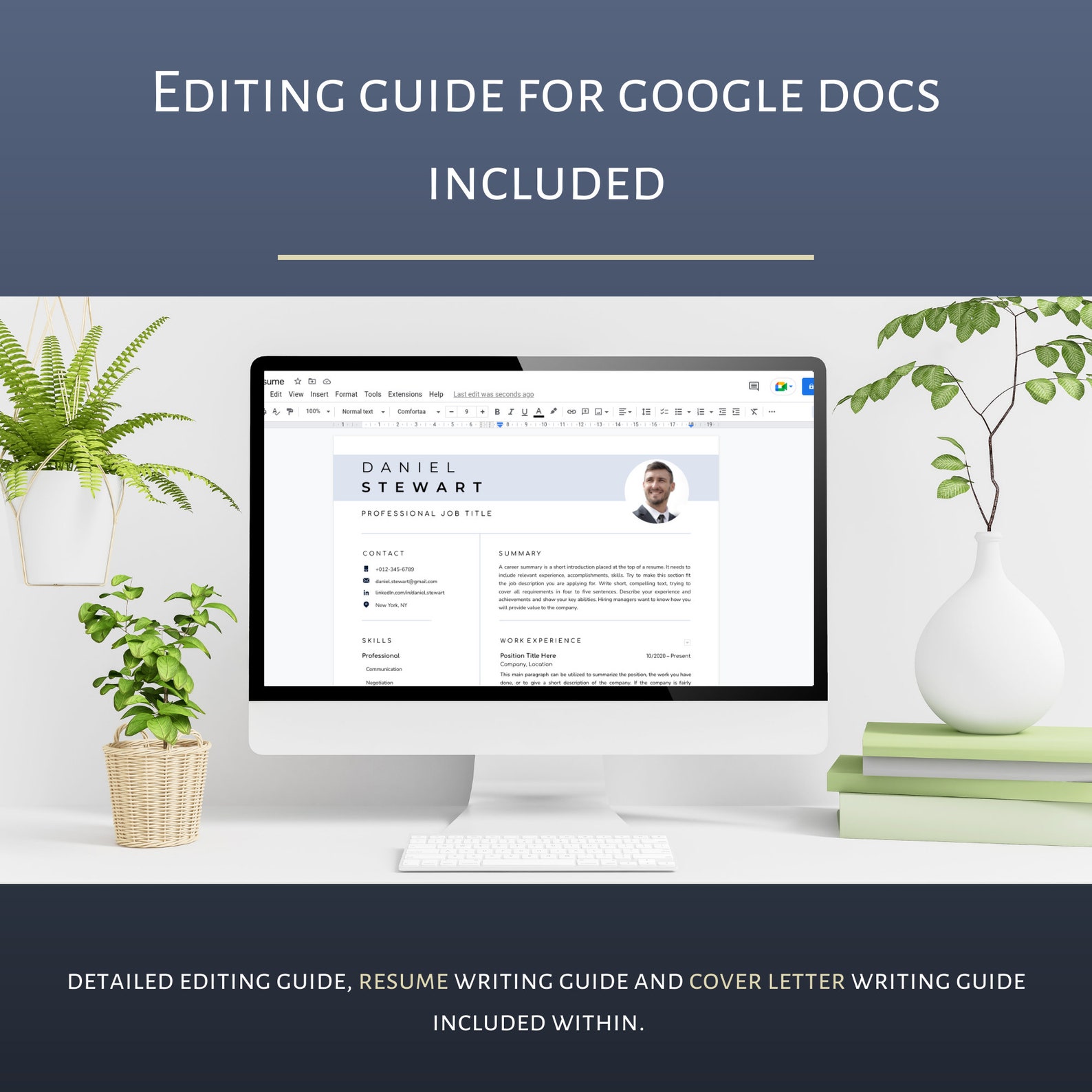 Modern Resume Template, Professional Resume CV Design for Google Docs ...