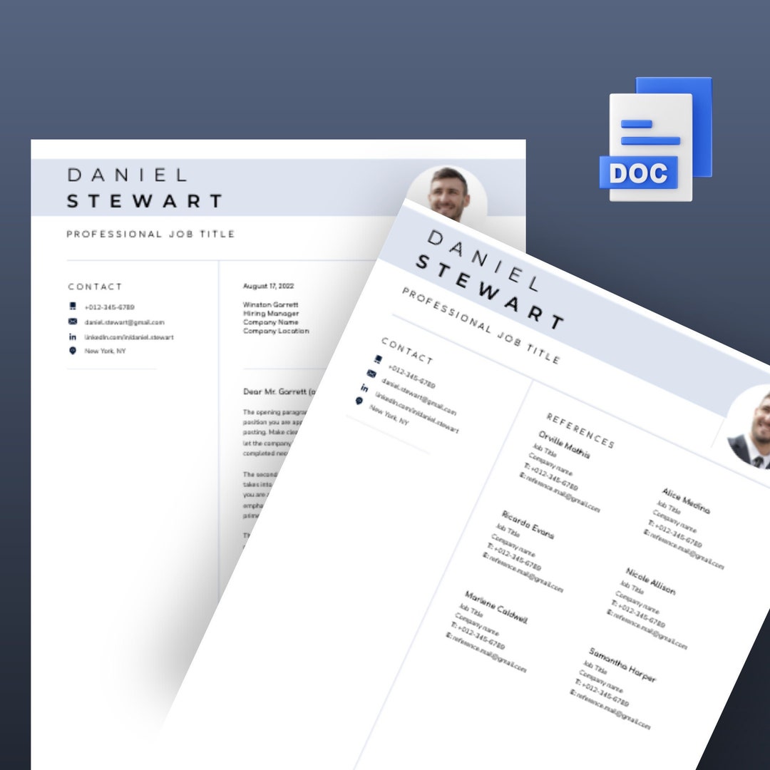 Cover Letter and References Template for Resume Template - Etsy UK