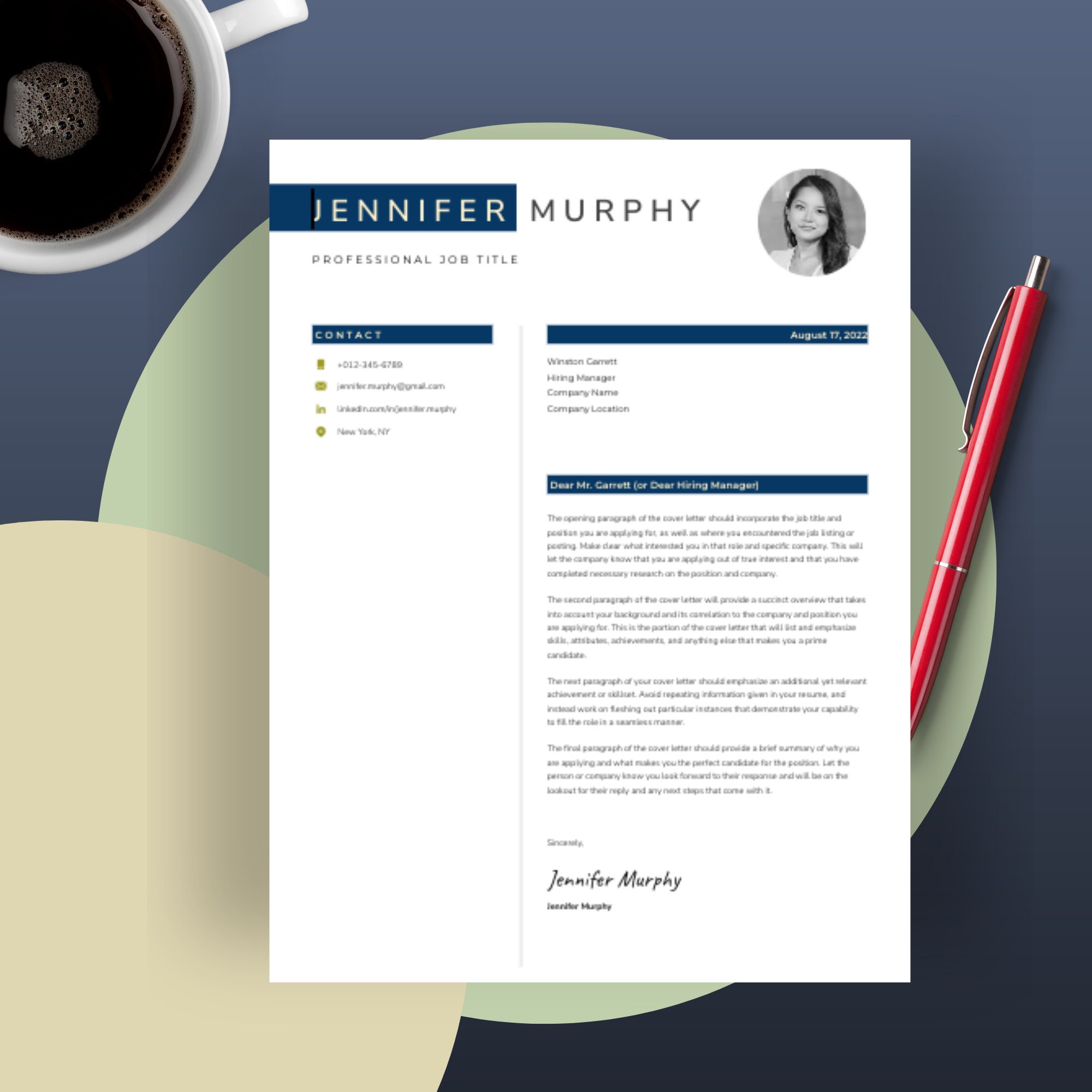 Cover Letter and References Template for Resume Template - Etsy