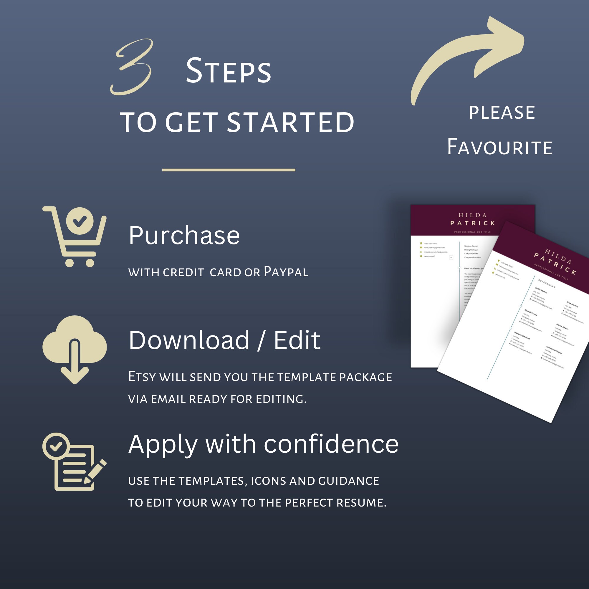 Cover Letter and References Template for Resume Template - Etsy